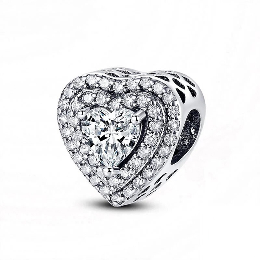 3D Layered Diamante Heart. Love Charm - Charmful