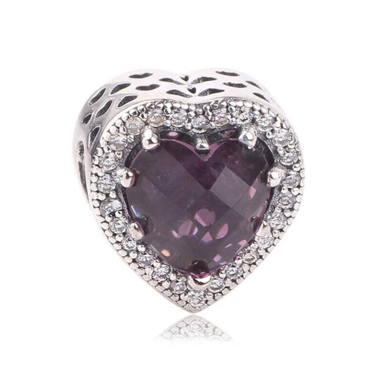 Big Heart Purple Diamante Charm - Charmful