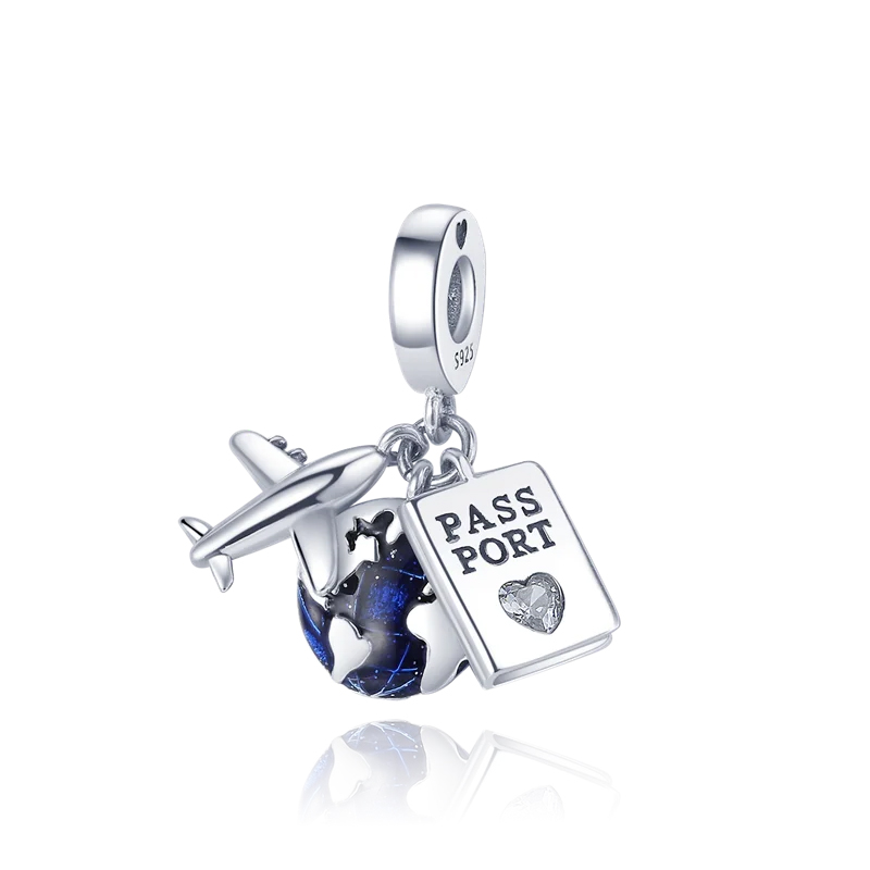 Travel Charm - Passport, Globe & Plane - Charmful