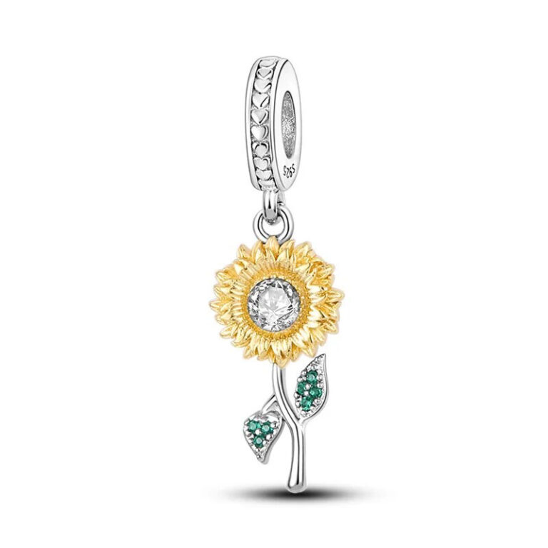 Yellow Gold Sunflower Charm with Engraving - Charmful