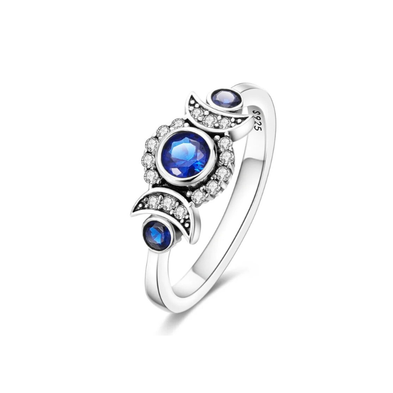 Blue Diamante Moon Ring - Charmful