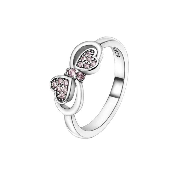 Pink Heart Infinity Bow Ring - Charmful