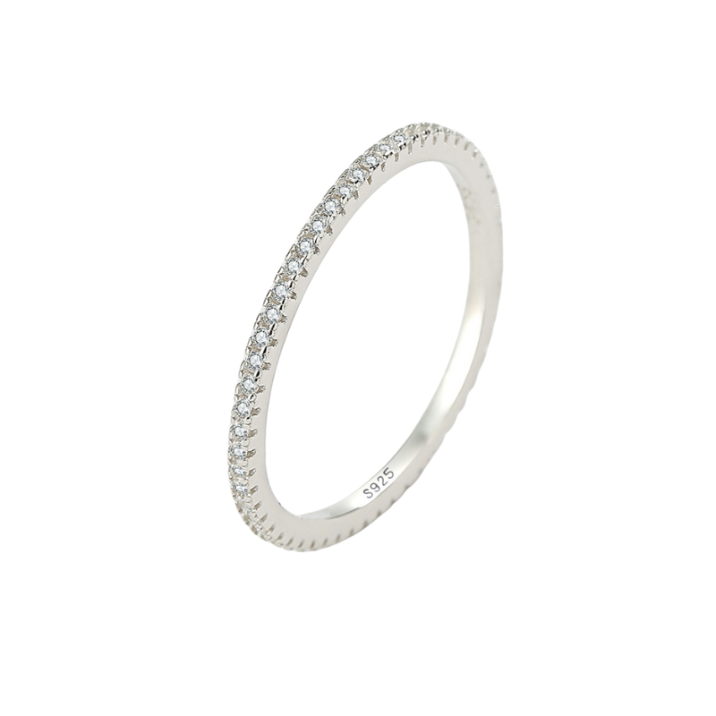 Simple Dainty Full Diamante Band Ring - Charmful